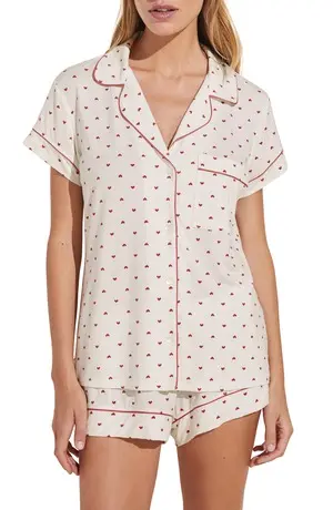 Eberjey Gisele Printed Short Pajamas Heart/rose