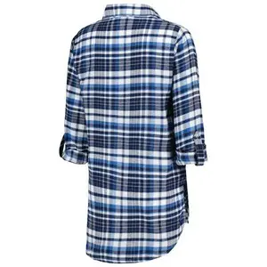 CONCEPTS SPORT Deep Sea Blue Seattle Kraken Mainstay Flannel Full-button Long Sleeve Nightshirt