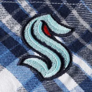CONCEPTS SPORT Deep Sea Blue Seattle Kraken Mainstay Flannel Full-button Long Sleeve Nightshirt