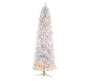 NEARLY NATURAL 9'h Slim White Christmas Tree Wi H 600 Lights - One-color