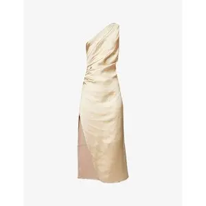 PRETTY LAVISH Amelia One-shoulder Satin-woven Midi Dress