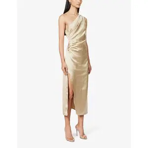 PRETTY LAVISH Amelia One-shoulder Satin-woven Midi Dress