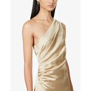 PRETTY LAVISH Amelia One-shoulder Satin-woven Midi Dress