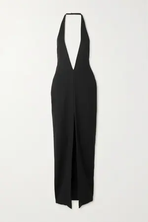 MONOT Open-back Crepe Halterneck Maxi Dress - Black