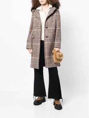 Cinzia Rocca Plaid-check Print Hooded Coat