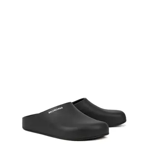 Balenciaga Logo Rubber Closed Sliders