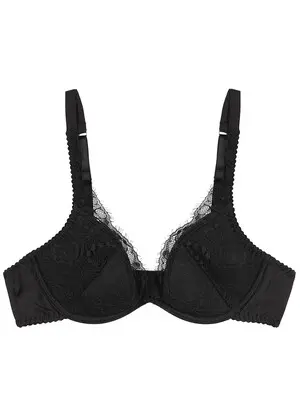 FLEUR OF ENGLAND Signature Silk-blend Plunge Bra - Black