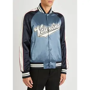 Valentino Garavani Panelled Logo Satin Varsity Jacket