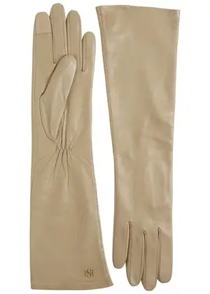 HANDSOME STOCKHOLM Essentials Long Leather Gloves - Beige