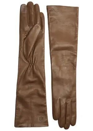 HANDSOME STOCKHOLM Essentials Long Leather Gloves - Taupe
