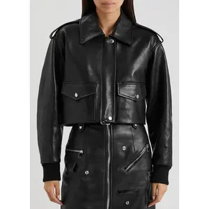 Alexander McQueen Padded Cropped Leather Jacket, Jacket