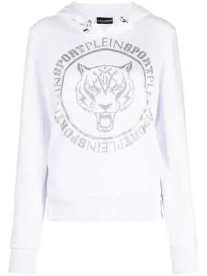 PLEIN SPORT Logo-print Tiger Hoodie - White