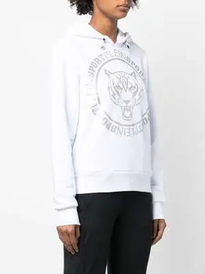 PLEIN SPORT Logo-print Tiger Hoodie - White