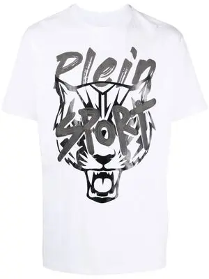PLEIN SPORT Tiger-head Logo-print T-shirt - White
