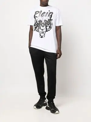 PLEIN SPORT Tiger-head Logo-print T-shirt - White