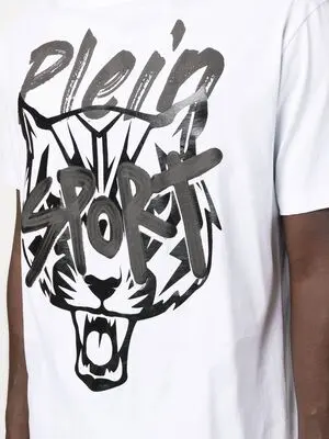 PLEIN SPORT Tiger-head Logo-print T-shirt - White
