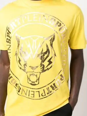 PLEIN SPORT Tiger-head Logo-print T-shirt