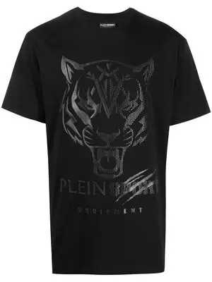 PLEIN SPORT Tiger-head Logo-print T-shirt