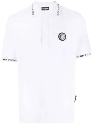 PLEIN SPORT Logo-patch Short-sleeve Polo Shirt - White