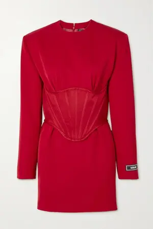 Versace Silk Satin-trimmed Crepe Mini Dress
