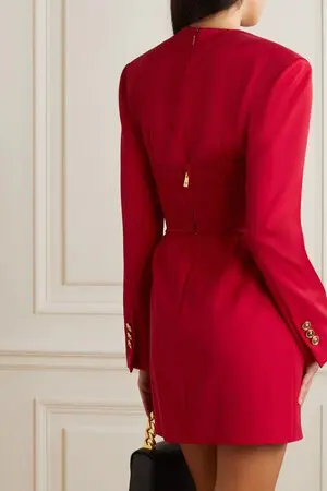 Versace Silk Satin-trimmed Crepe Mini Dress