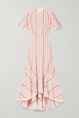 Rue Mariscal Open Back Embroidered Crocheted Maxi Dress