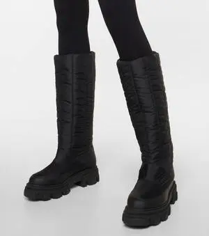 GIA BORGHINI Knee-high Quilted Fabric Boots - Black