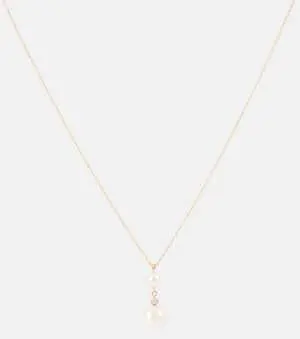 Sophie Bille Brahe Rêve Simple 14kt Necklace With Diamonds And Pearls - Gold