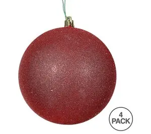 VICKERMAN 6' Glitter Ball Ornament, 4 Per Bag