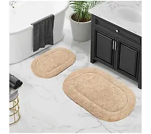 SUPERIOR Cotton 2-piece Non-slip Oval Bath Rug Et - One-color