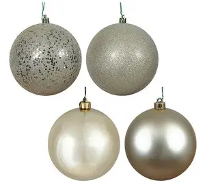 VICKERMAN 2.4' Champagne 4-finish Ball Ornament, 24 Per Box - One-color