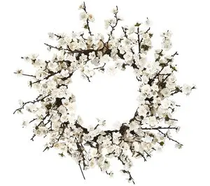 NEARLY NATURAL 24' Plum Blossom Wreath By - One-color