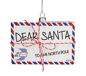 NORTHLIGHT 3.5' Envelope 'usps Dear Santa' Glas Ornament
