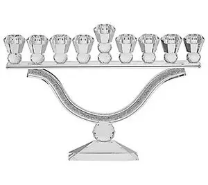COPA JUDAICA Crystal Menorah With Silver Crushe D Stones - One-color