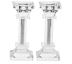 COPA JUDAICA Crystal Candlesticks With Silver C Rushed Stones - One-color