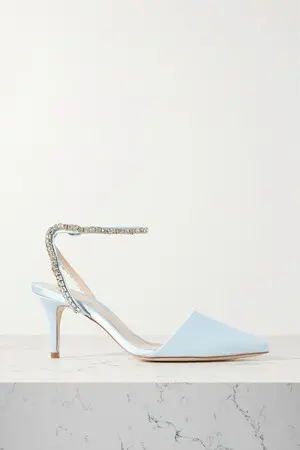 PORTE & PAIRE Crystal-embellished Satin Pumps