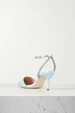 PORTE & PAIRE Crystal-embellished Satin Pumps