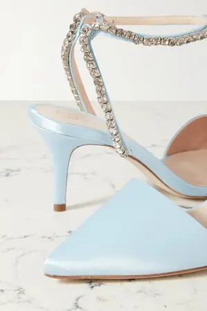 PORTE & PAIRE Crystal-embellished Satin Pumps