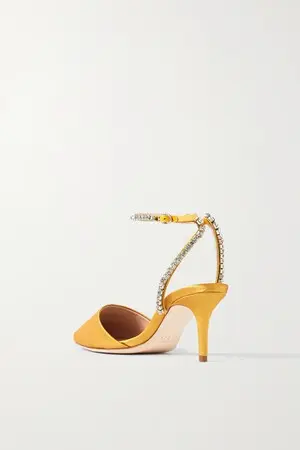 PORTE & PAIRE Crystal-embellished Satin Pumps - Yellow