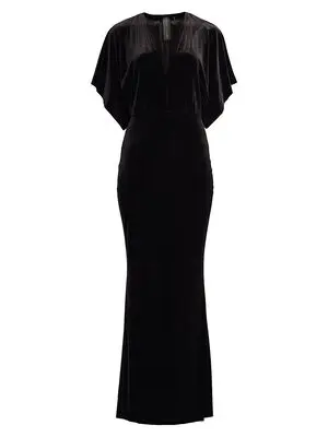 Norma Kamali Women's Obie Velour Gown - Black  - Black