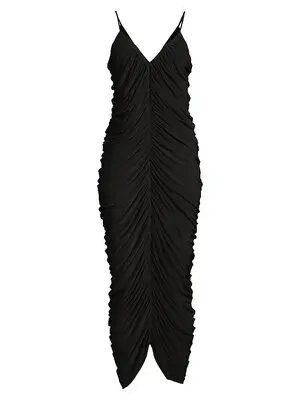 Norma Kamali Women's Diana Ruched Slip Gown - Black  - Black