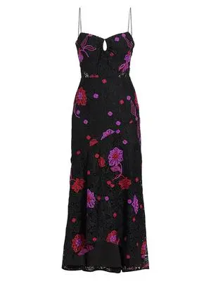 Monique Lhuillier High-low Floral-lace Midi-dress