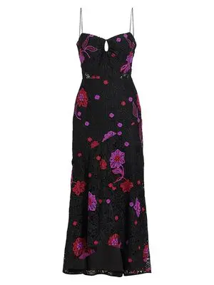 Monique Lhuillier High-low Floral-lace Midi-dress
