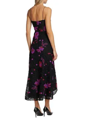 Monique Lhuillier High-low Floral-lace Midi-dress