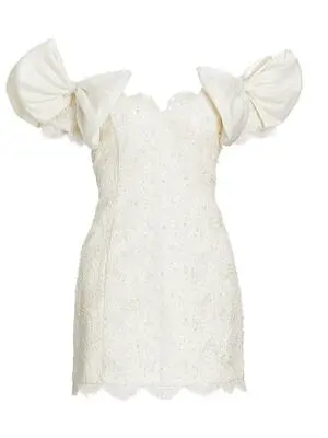 LoveShackFancy Women's Kakena Off-The-Shoulder Beaded Minidress - Ivory  - Ivory