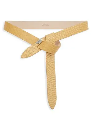 Isabel Marant Women's Lecce Snake-Embossed Leather Wrap Belt - Light Yellow  Light Yellow