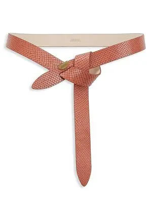 Isabel Marant Women's Lecce Snake-Embossed Leather Wrap Belt - Light Yellow  Papaya