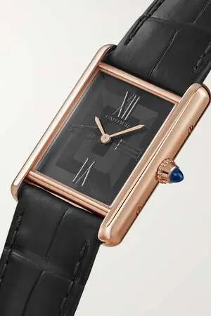 Cartier Black Tank Louis Automatic 25.5mm 18-karat Rose Gold And Alligator Watch