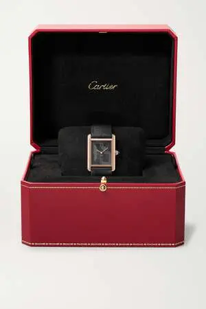 Cartier Black Tank Louis Automatic 25.5mm 18-karat Rose Gold And Alligator Watch