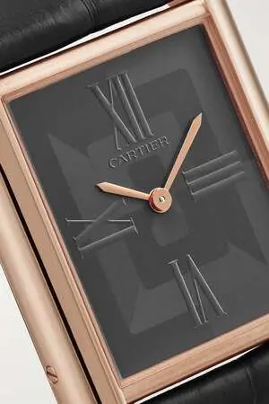 Cartier Black Tank Louis Automatic 25.5mm 18-karat Rose Gold And Alligator Watch